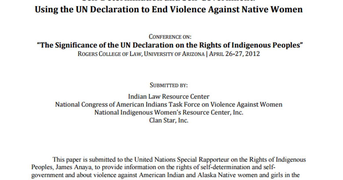Self-Determination and Self-Government: Using the UN Declaration to End ...
